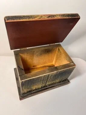 Handmade | Accents | Distressed Black And Gold Wooden Trinket Box ...